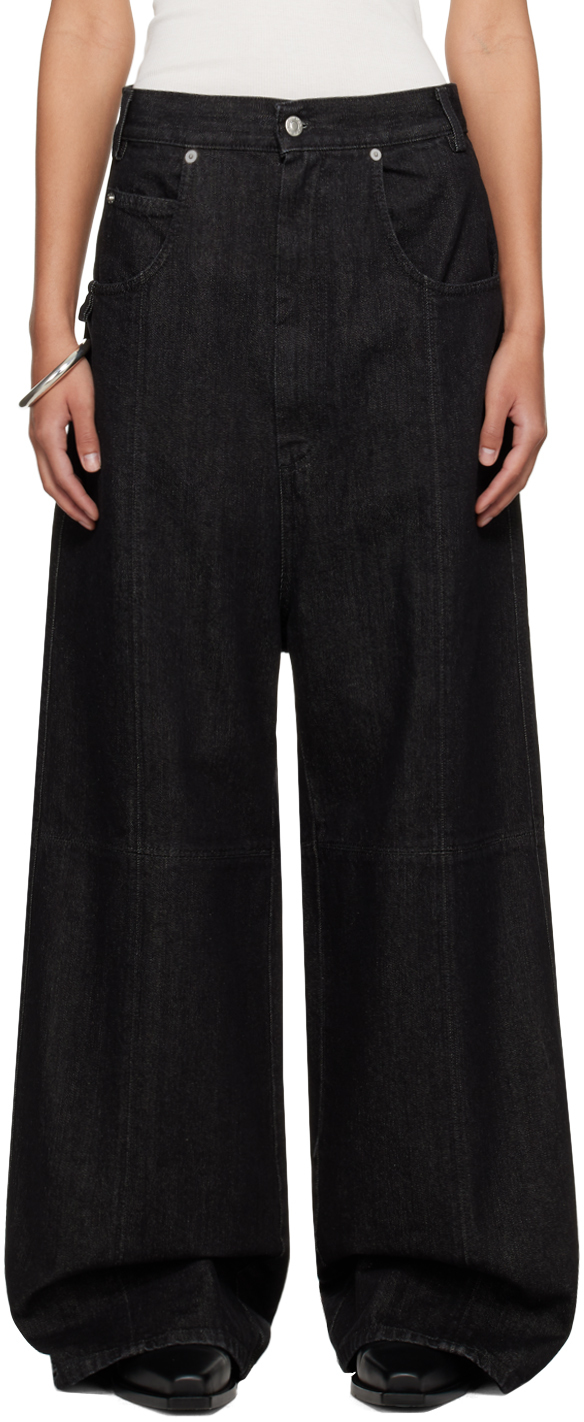 【LU'U DAN】Black Paneled Jeans デニム LUUDAN Buy LU'U DAN Paneled Non-stretch Jeans - Graphite Black At 48% Off